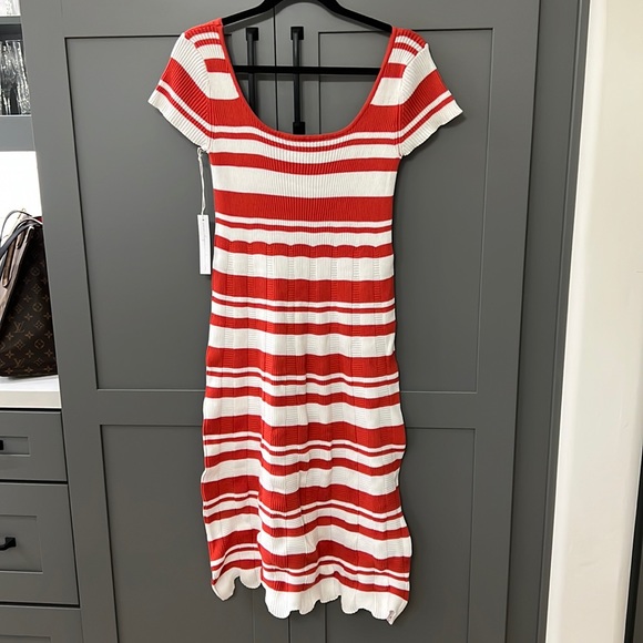 Callahan | Dresses | Nwtcallahansz S Rustoff White Striped Knit Dress ...